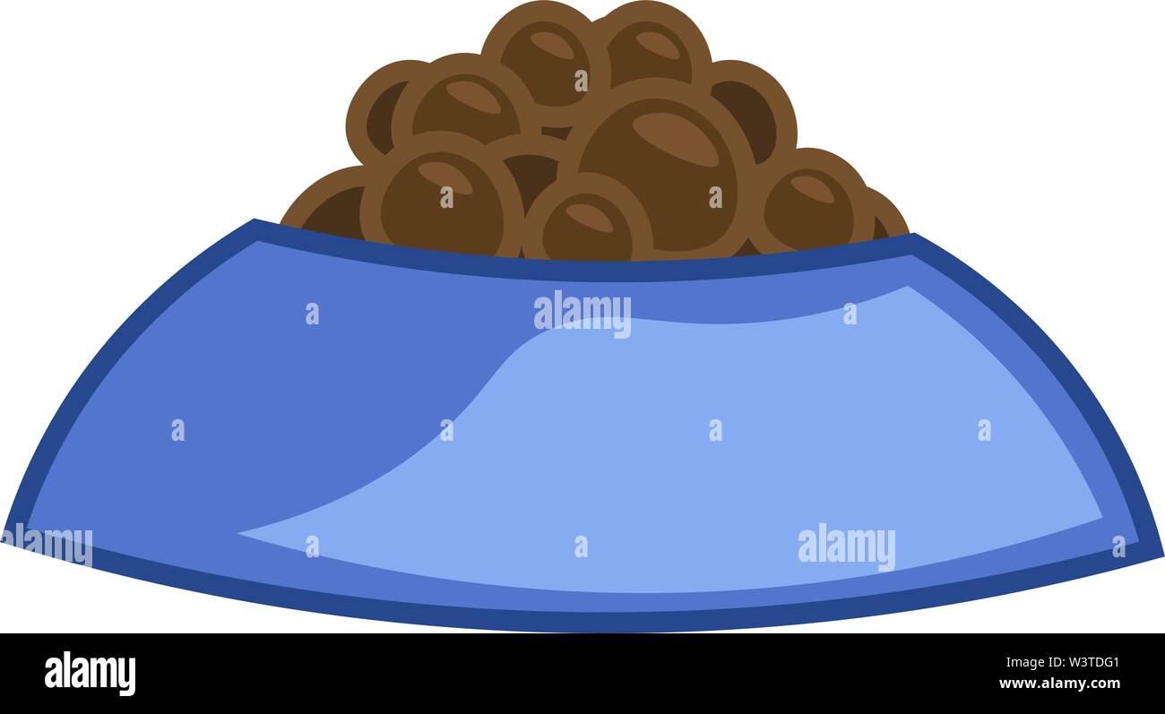 A dog food in a blue dog food bowl, vector, color drawing or ...