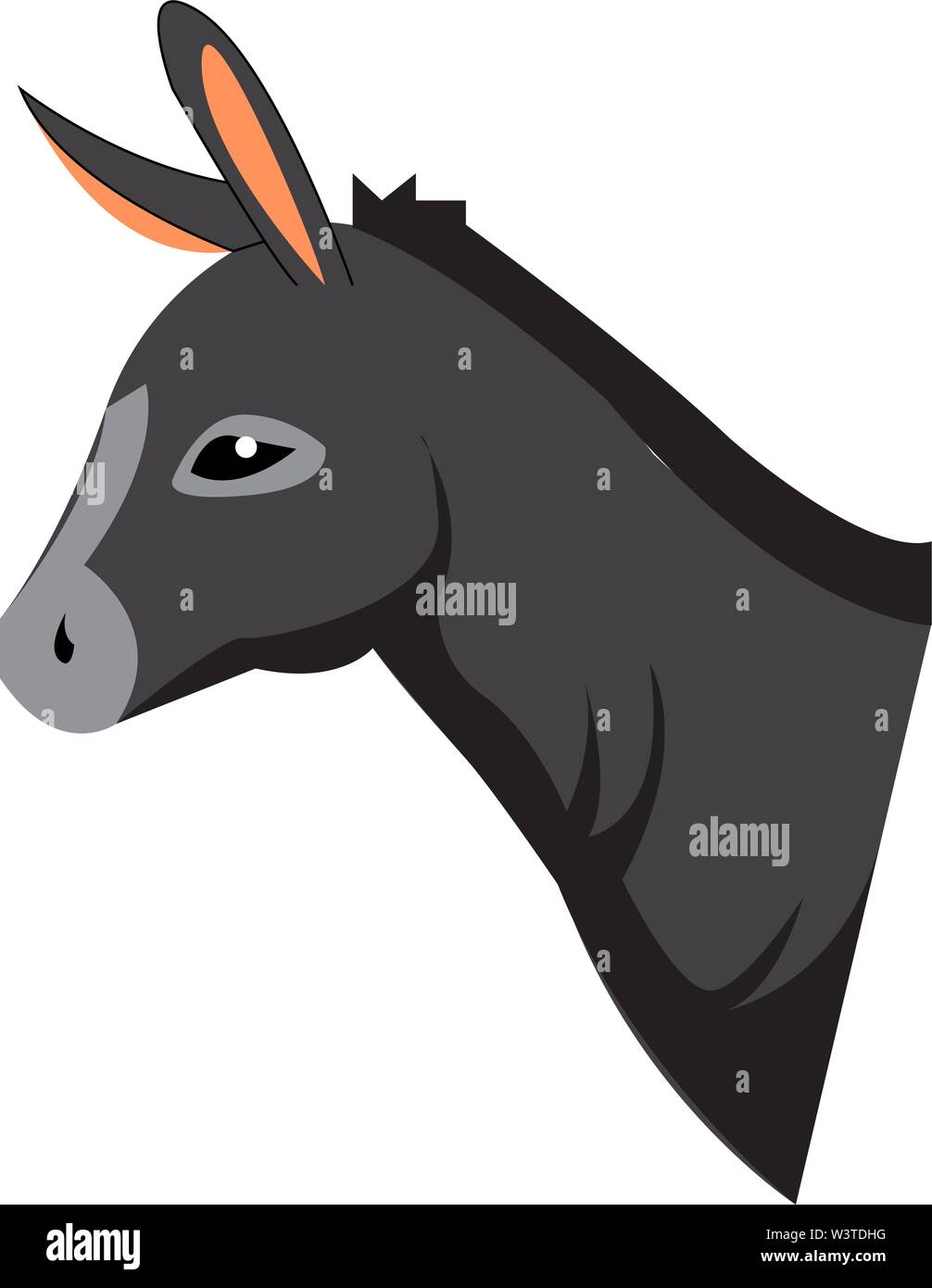 A gray colored donkey, vector, color drawing or illustration Stock ...