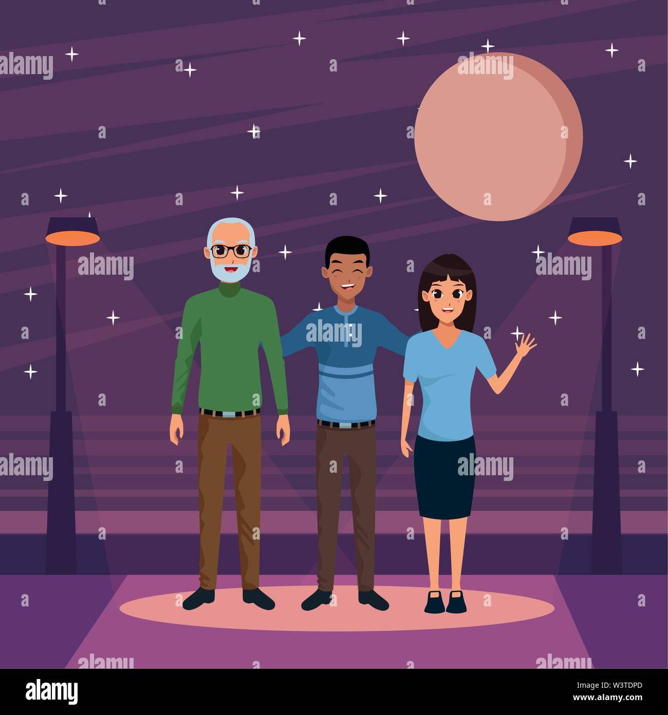 Family old father with adult daughter and son Stock Vector Image & Art ...
