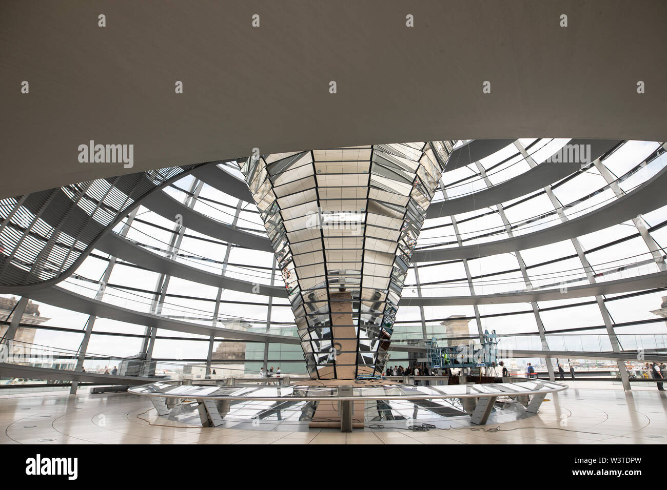 The glass dome atop the Reichstag (parliament) building in Berlin ...