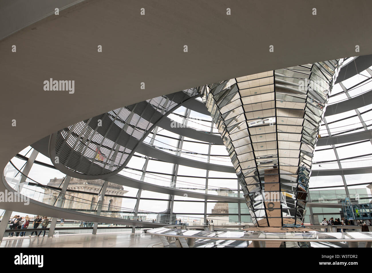 The glass dome atop the Reichstag (parliament) building in Berlin ...