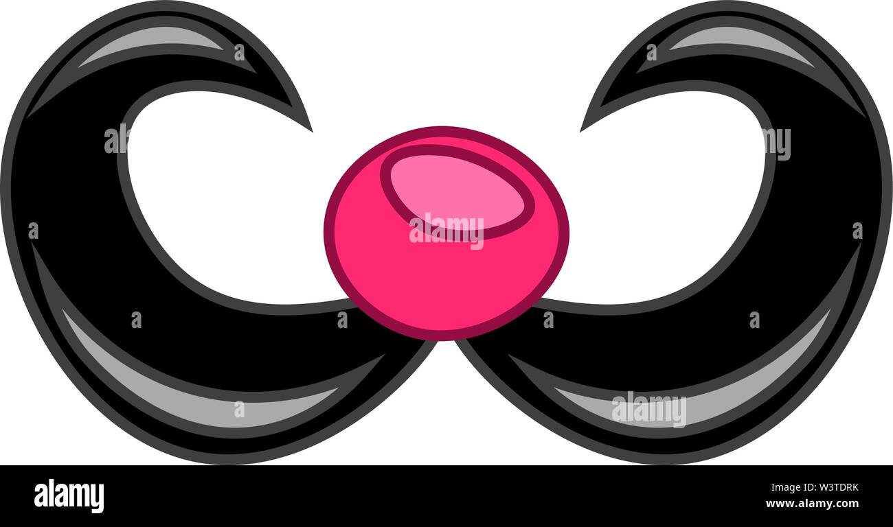 A funny mustache with a funny pink nose, vector, color drawing or ...