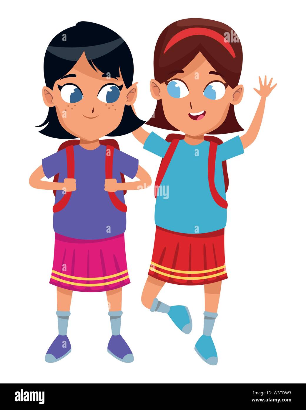 childhood adorable students girls cartoon Stock Vector Image & Art - Alamy