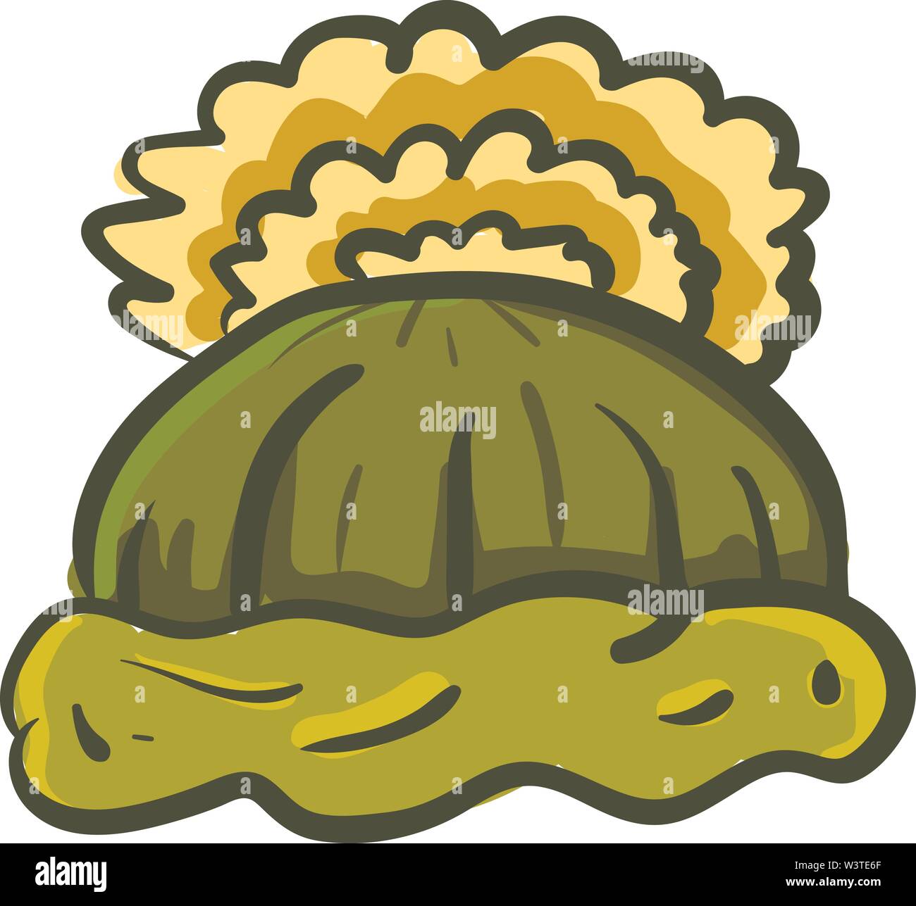 A big green cap, vector, color drawing or illustration Stock Vector ...