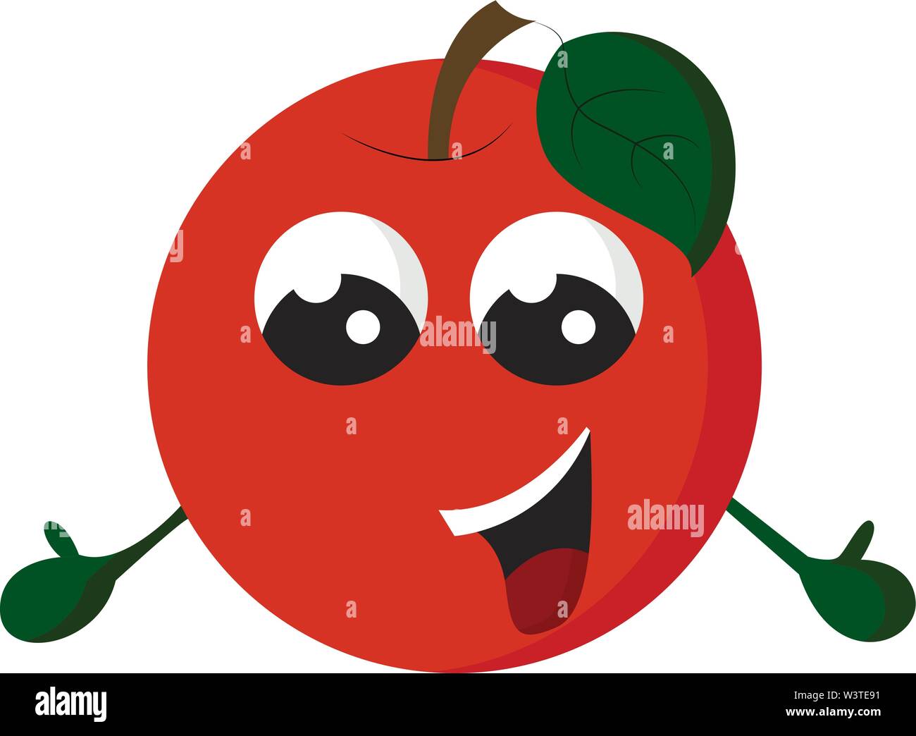 A cartoon of a happy red apple with a sparkling eyes, vector, color ...