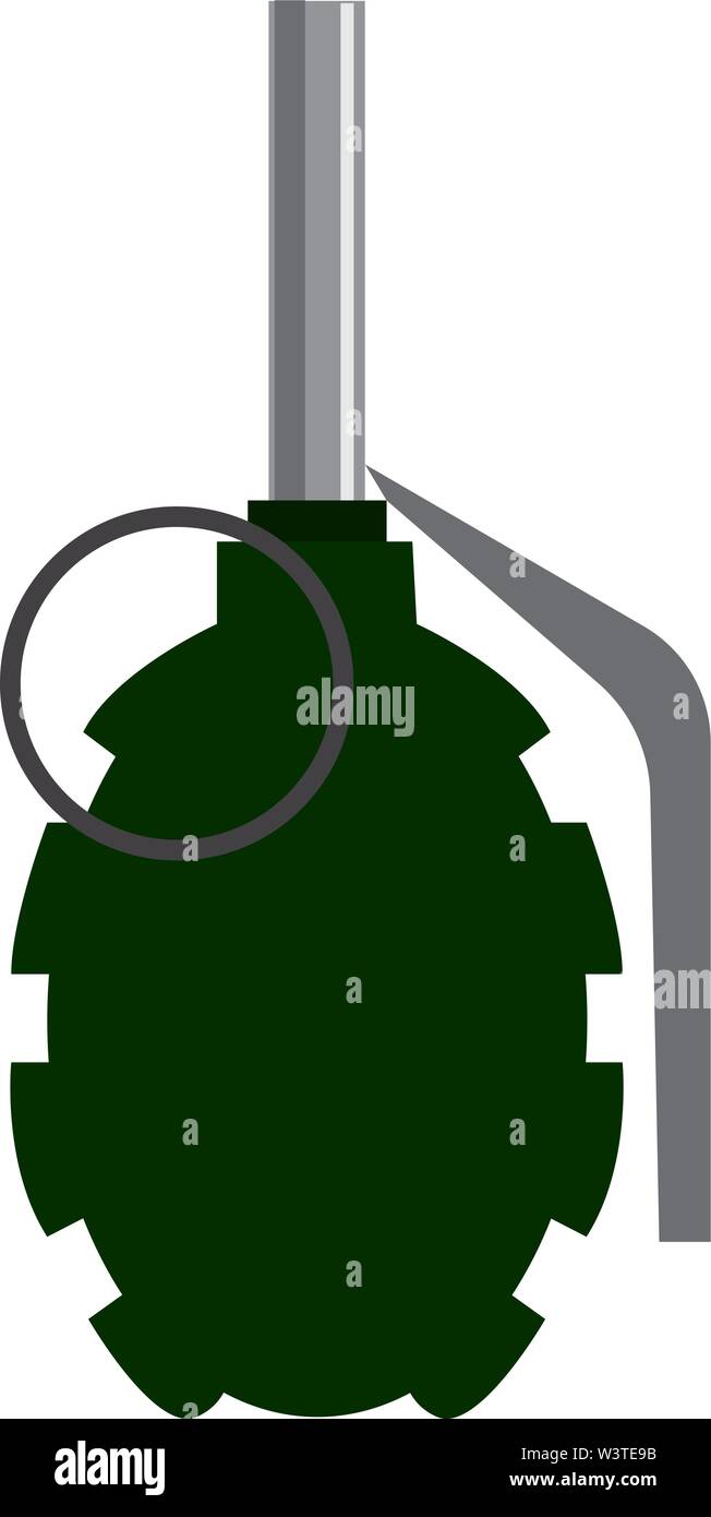 A green colored dangerous grenade, vector, color drawing or ...