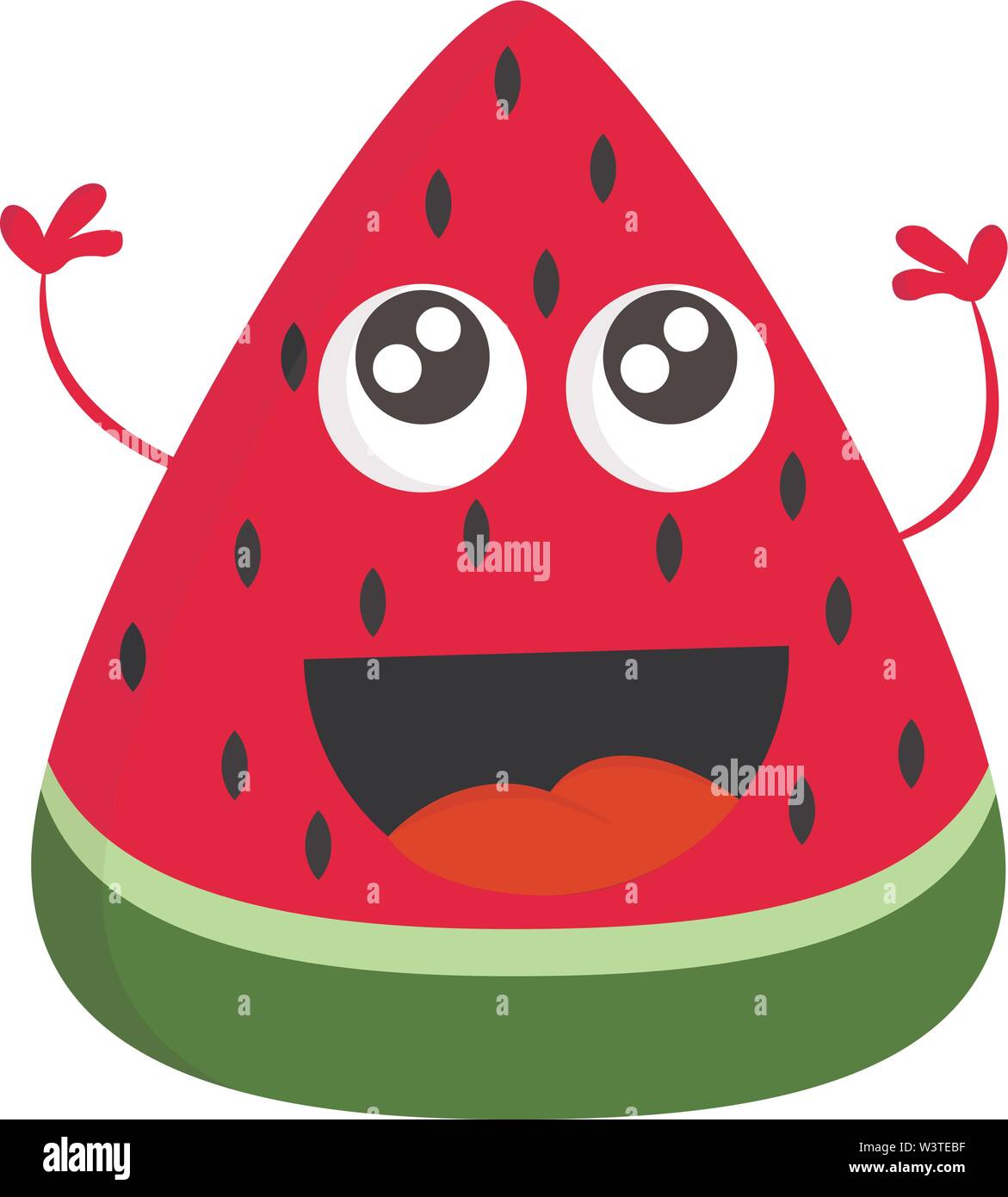 A cartoon of a happy watermelon with sparkling eyes, vector, color ...
