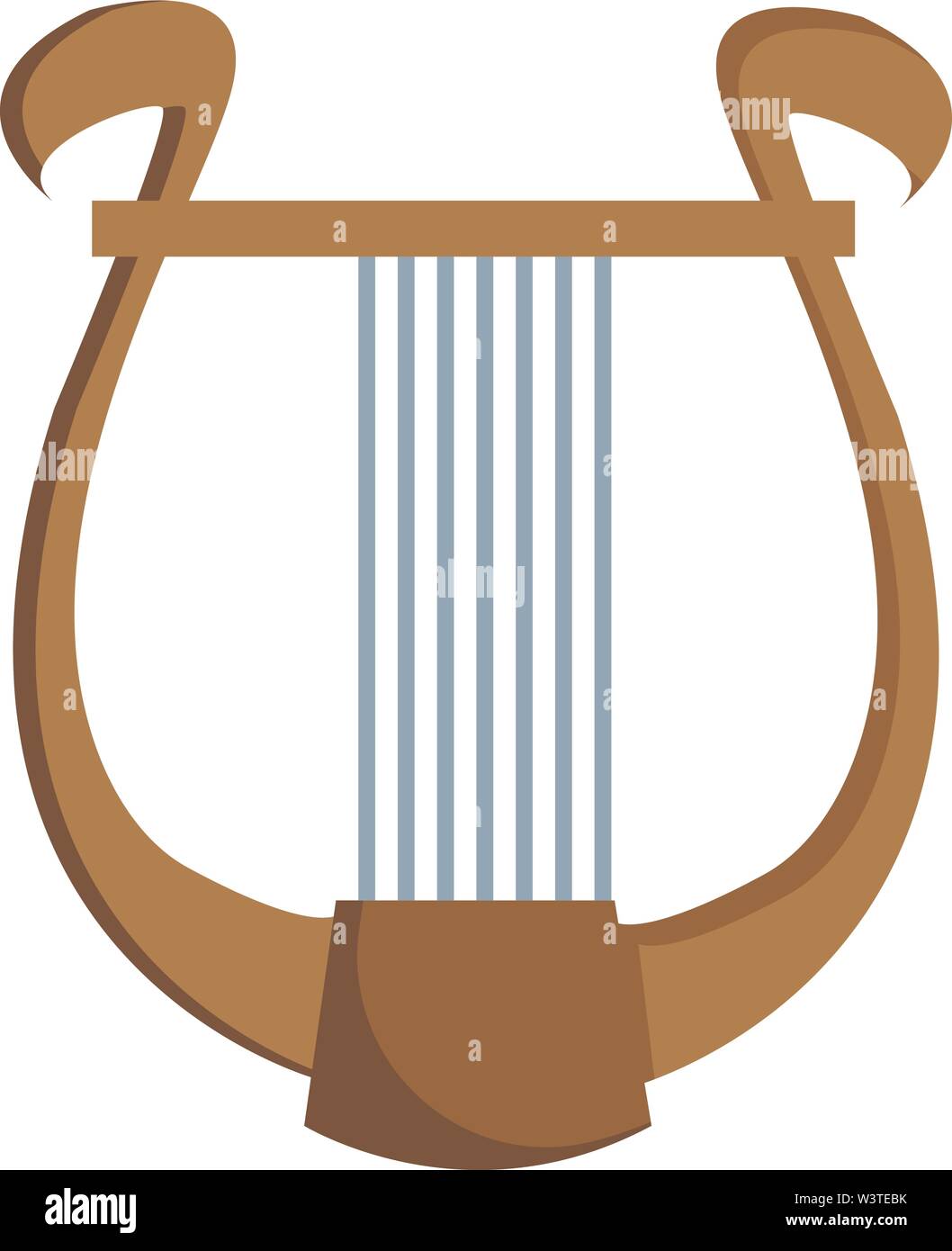 A brown harp musical instrument with blue strings, vector, color ...
