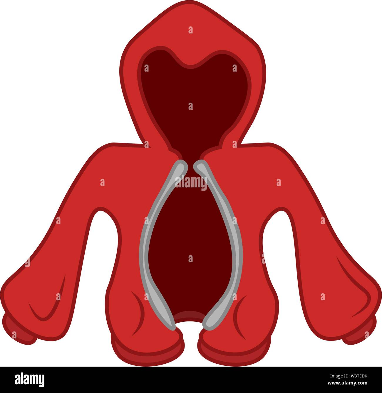 A red sweater with a hoody, vector, color drawing or illustration Stock ...