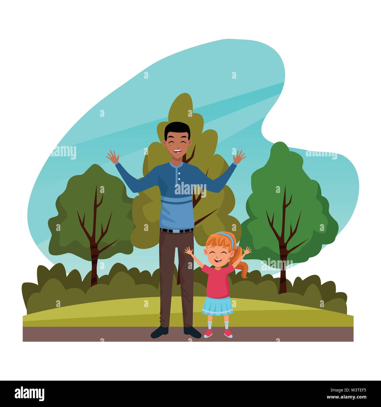 Family single father with little daughter cartoon Stock Vector Image ...