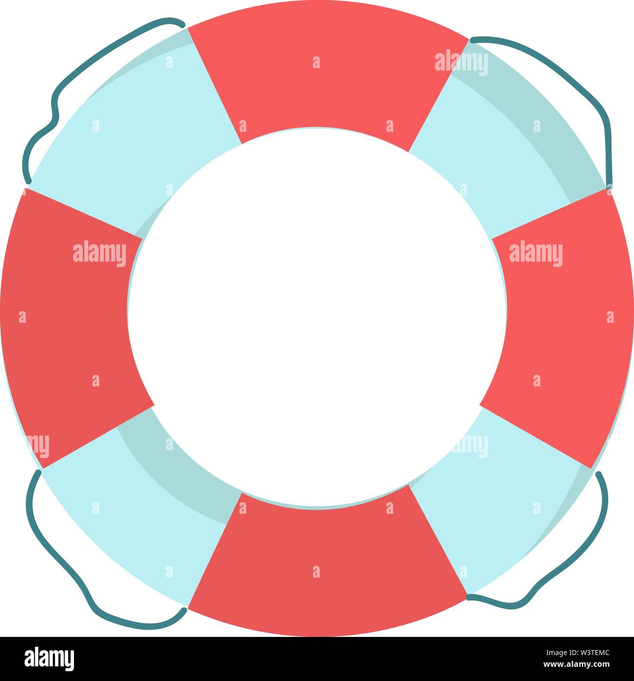 A red and white colored lifebuoy, vector, color drawing or illustration ...