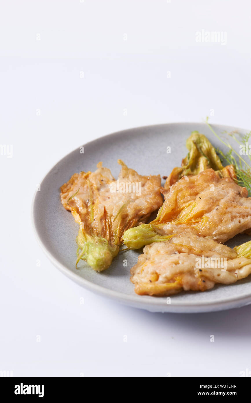 Deep fried courgette flowers hi-res stock photography and images - Alamy
