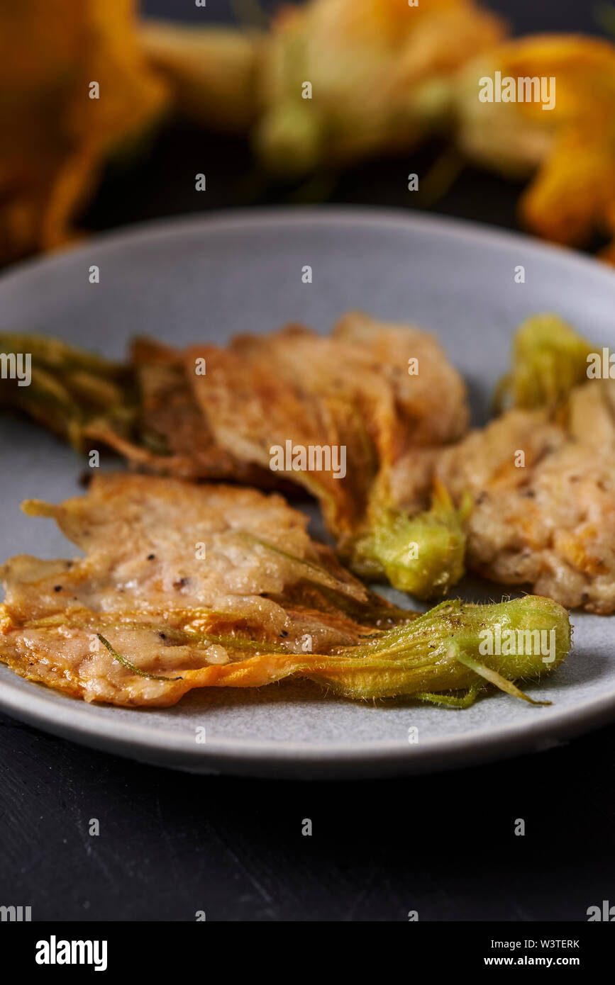 Deep fried courgette flowers hi-res stock photography and images - Alamy