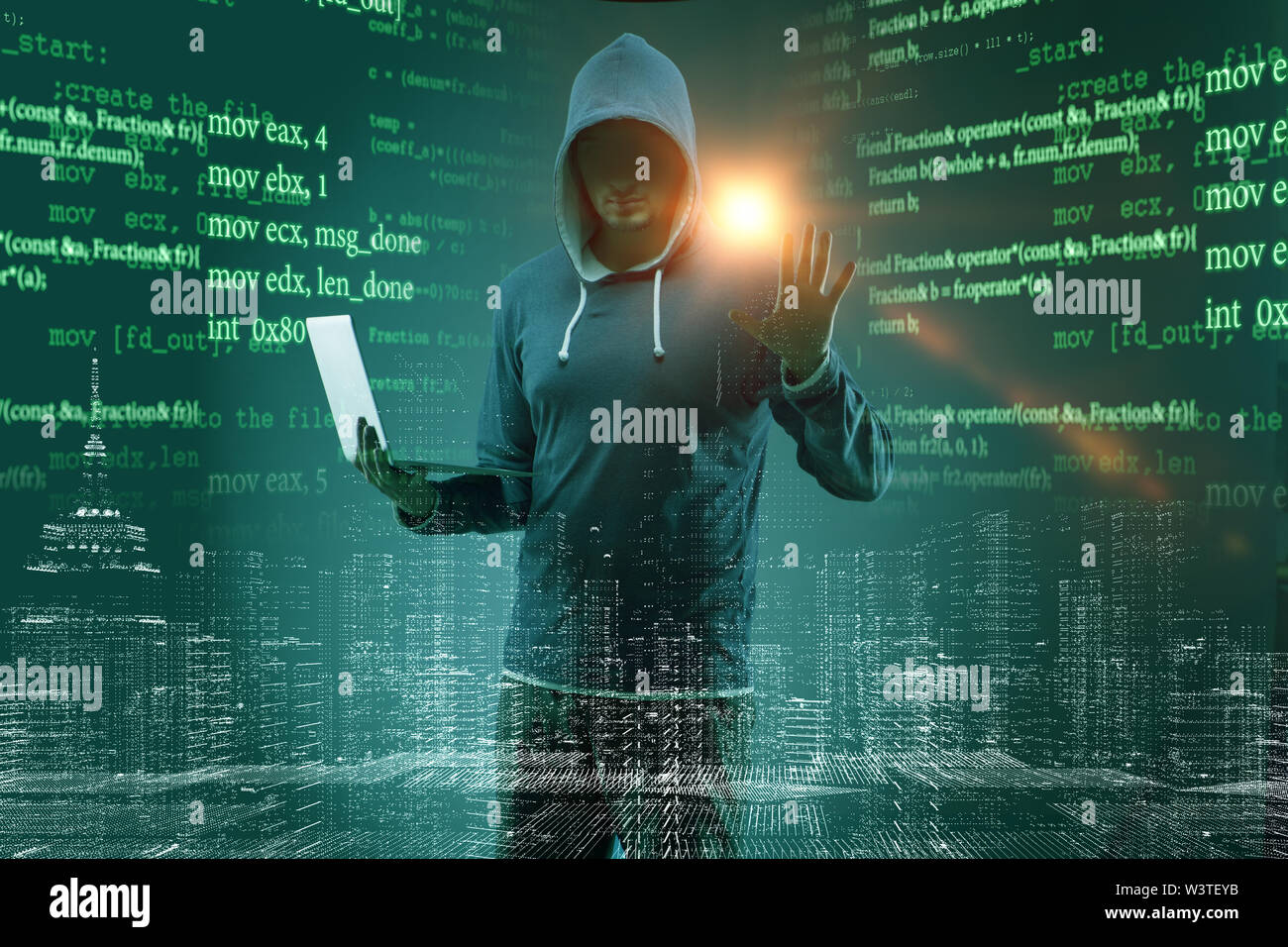 The hacker in digital security concept Stock Photo - Alamy