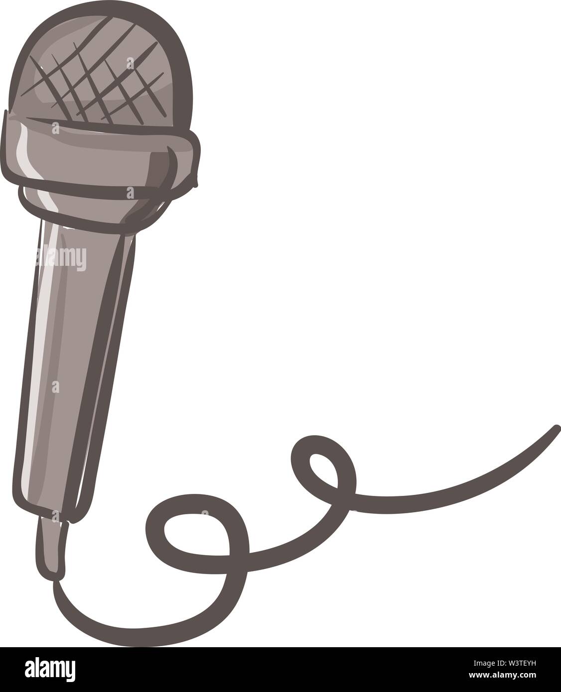 A cartoon of a gray microphone, vector, color drawing or illustration ...