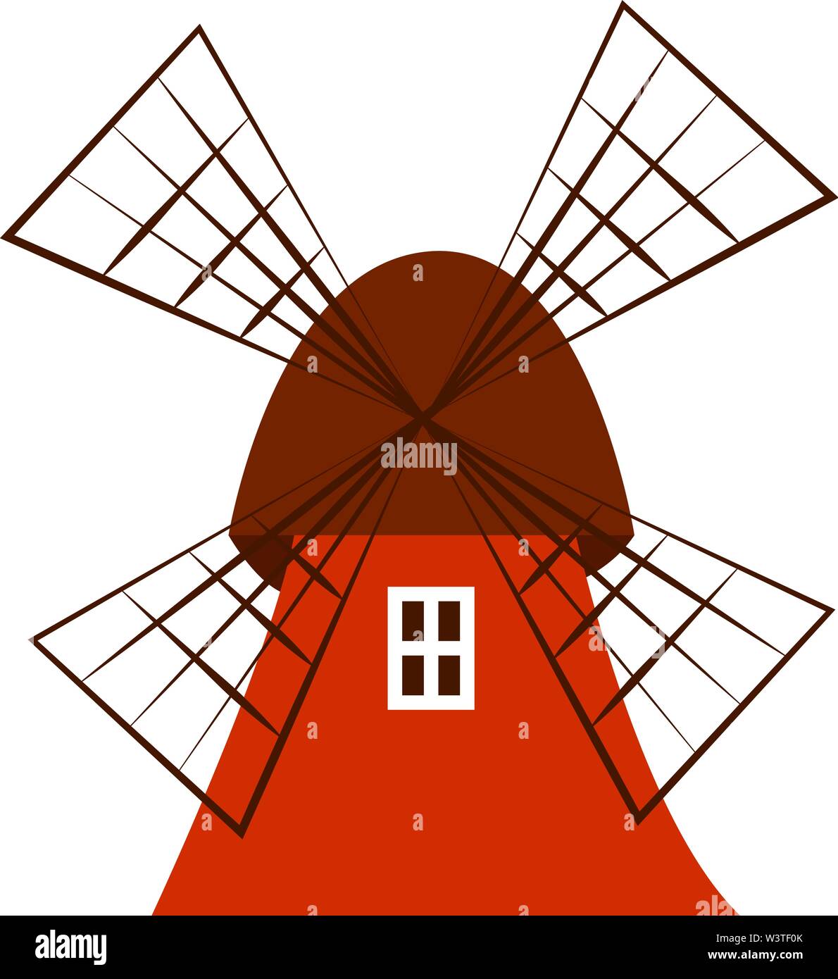 A red big windmill, vector, color drawing or illustration Stock Vector ...