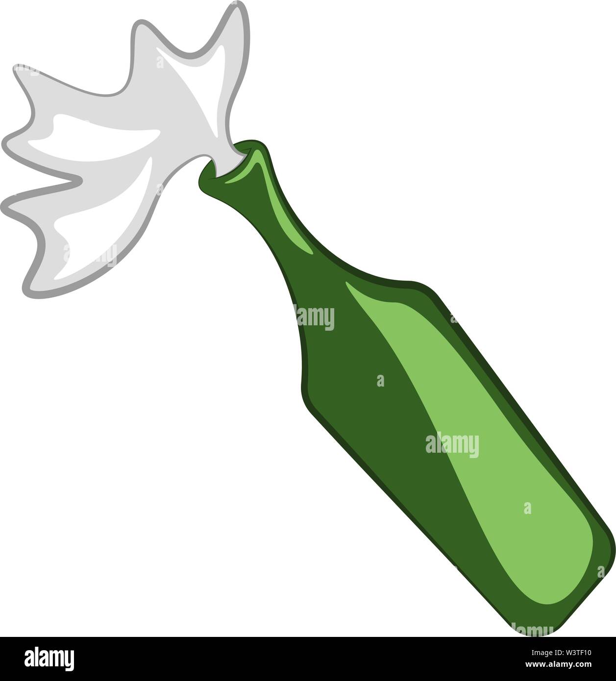 A Molotov cocktail in a green glass, vector, color drawing or ...