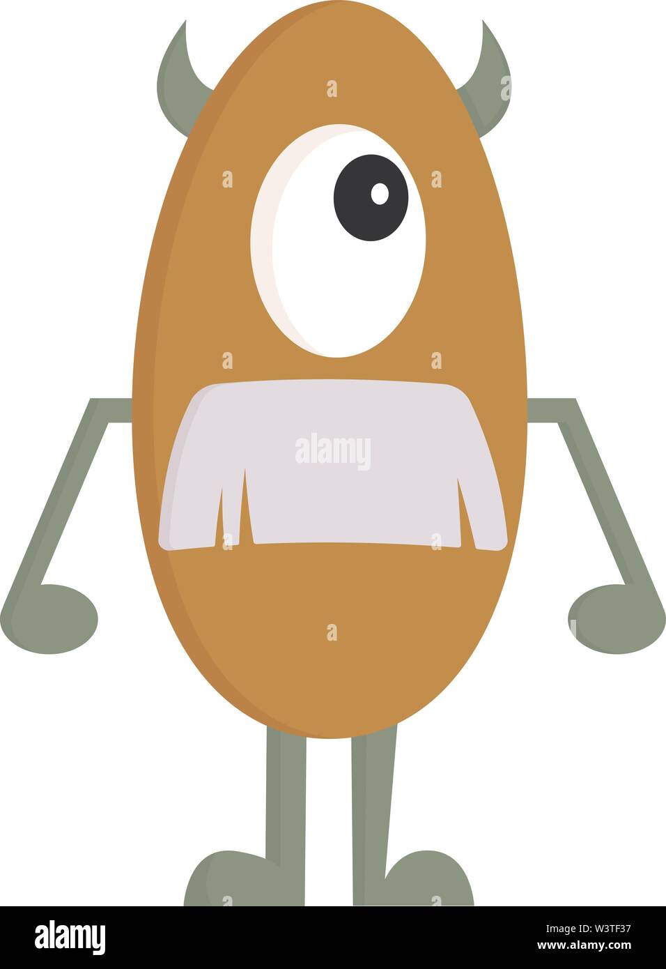 A colored monster with a white mustache and 1 eye, vector, color ...