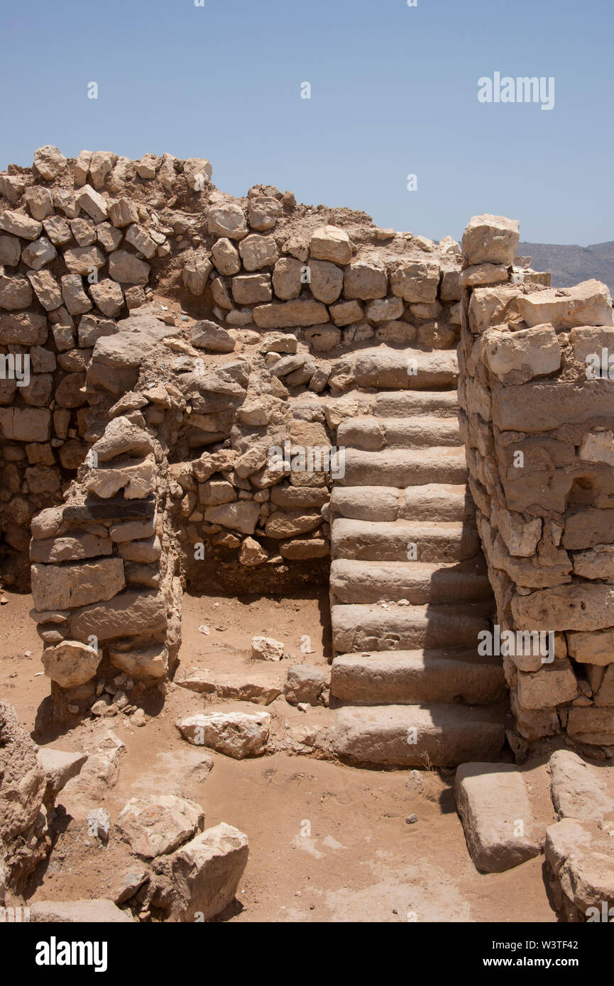 Oman, Dhofar, near Salalah, Khor Rori. Ruins of the ancient pre-Islamic ...