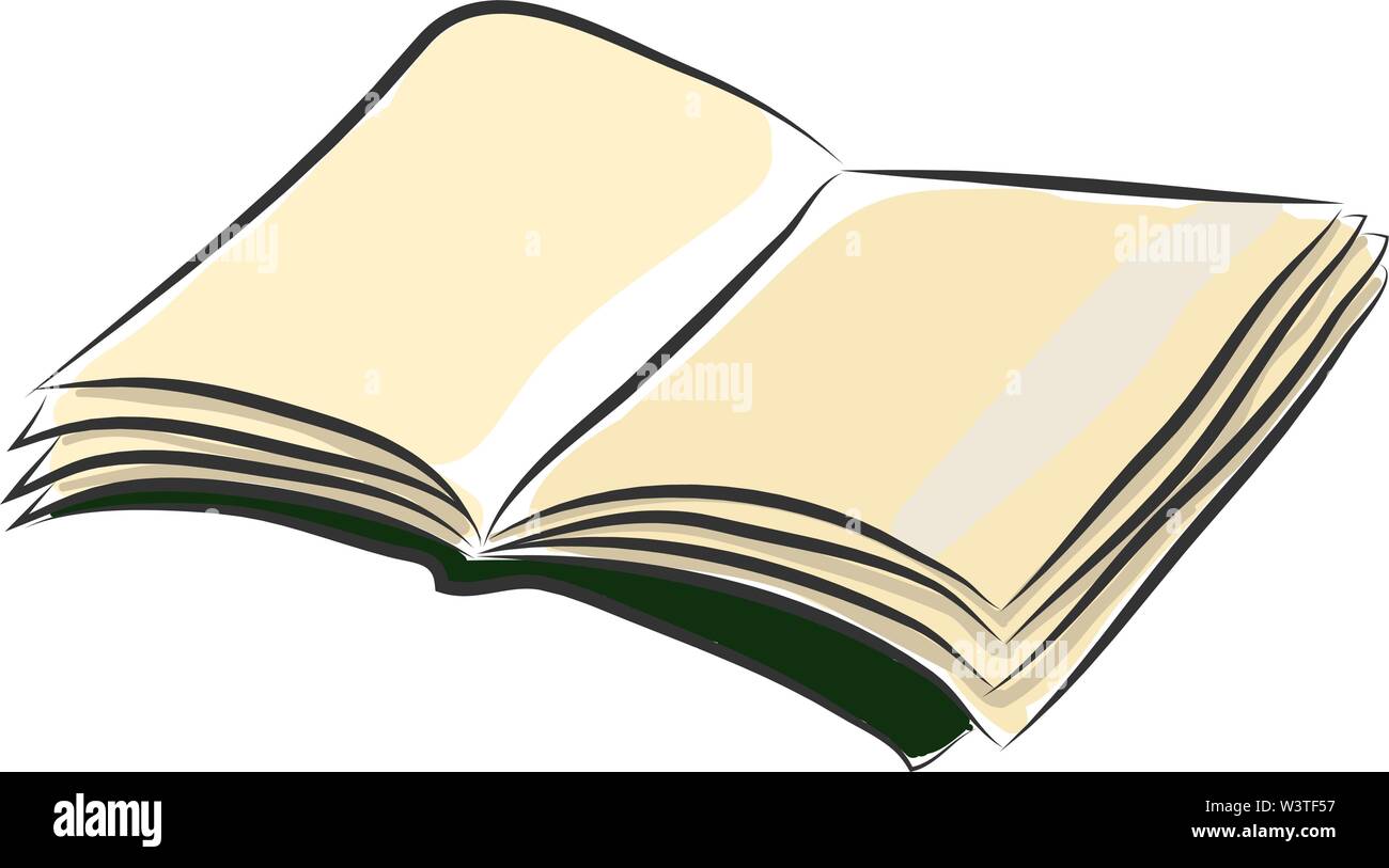A pale yellow open book, vector, color drawing or illustration Stock ...