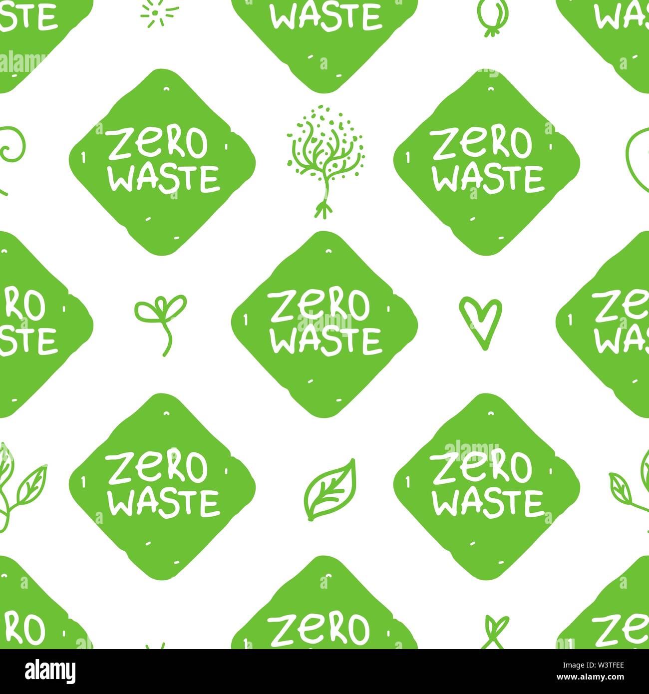 Zero waste seamless pattern. Vector shape green texture isolated Stock ...