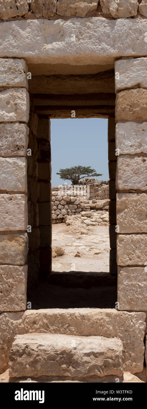 Oman, Dhofar, near Salalah, Khor Rori. Ruins of ancient settlement of ...
