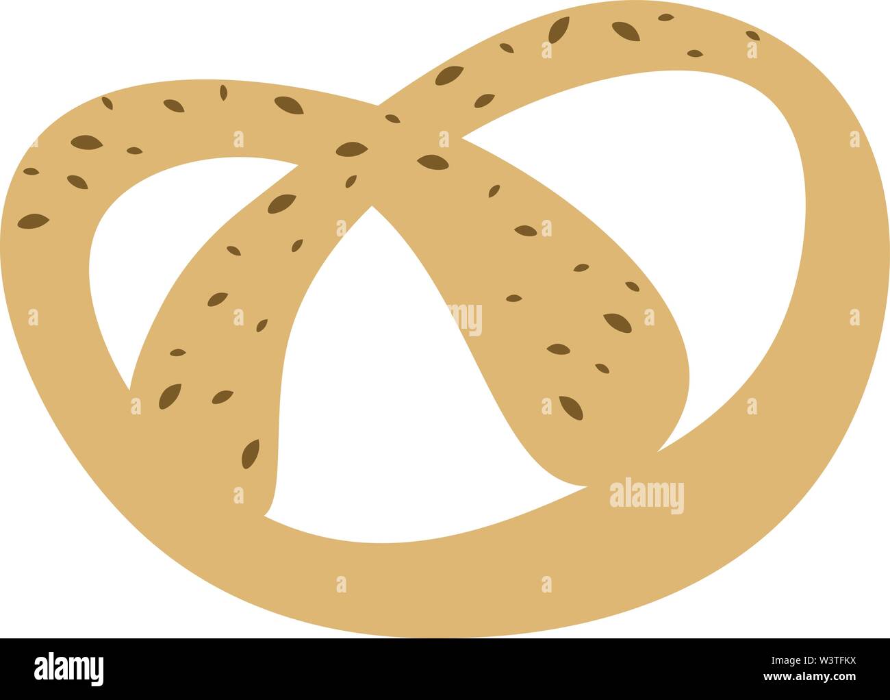 A yummy single pretzel which is ready to be served, vector, color ...