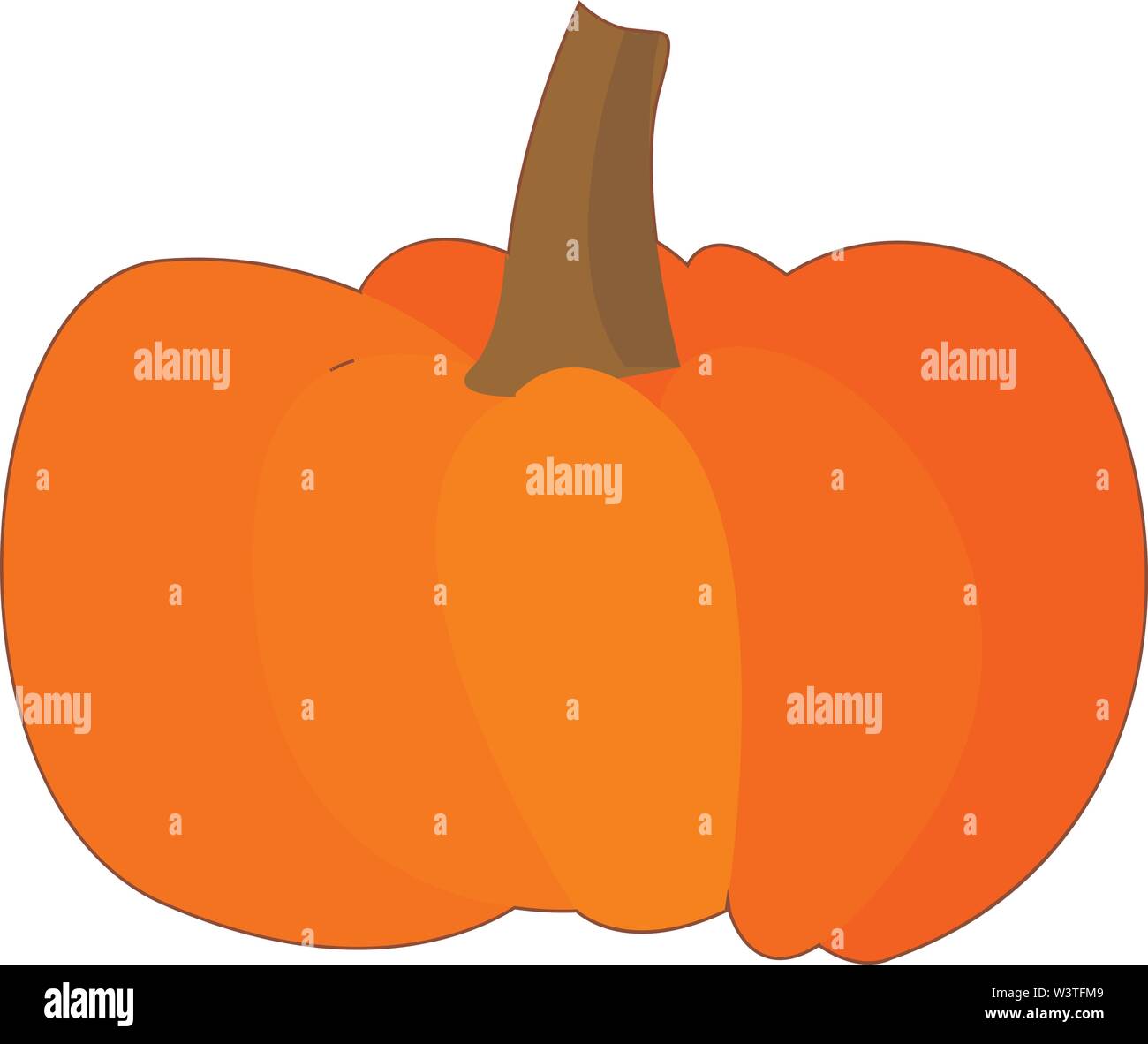 A big fat pumpkin in orange color, vector, color drawing or ...