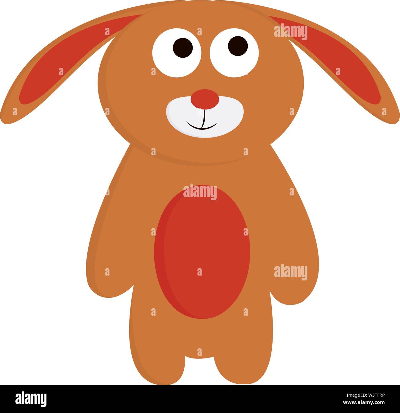 Toy of a rabbit in brown and red color, vector, color drawing or ...