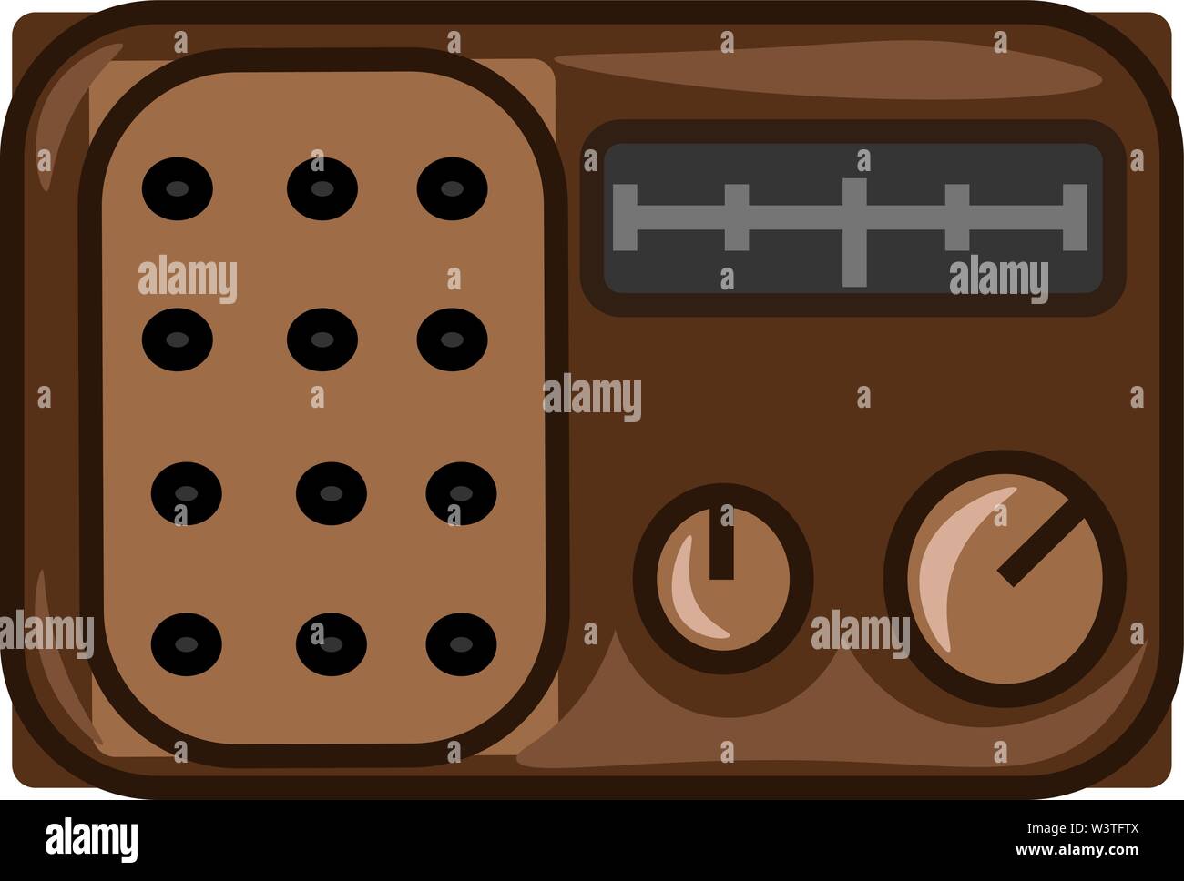 An old radio with a single speaker in blue color, vector, color drawing ...