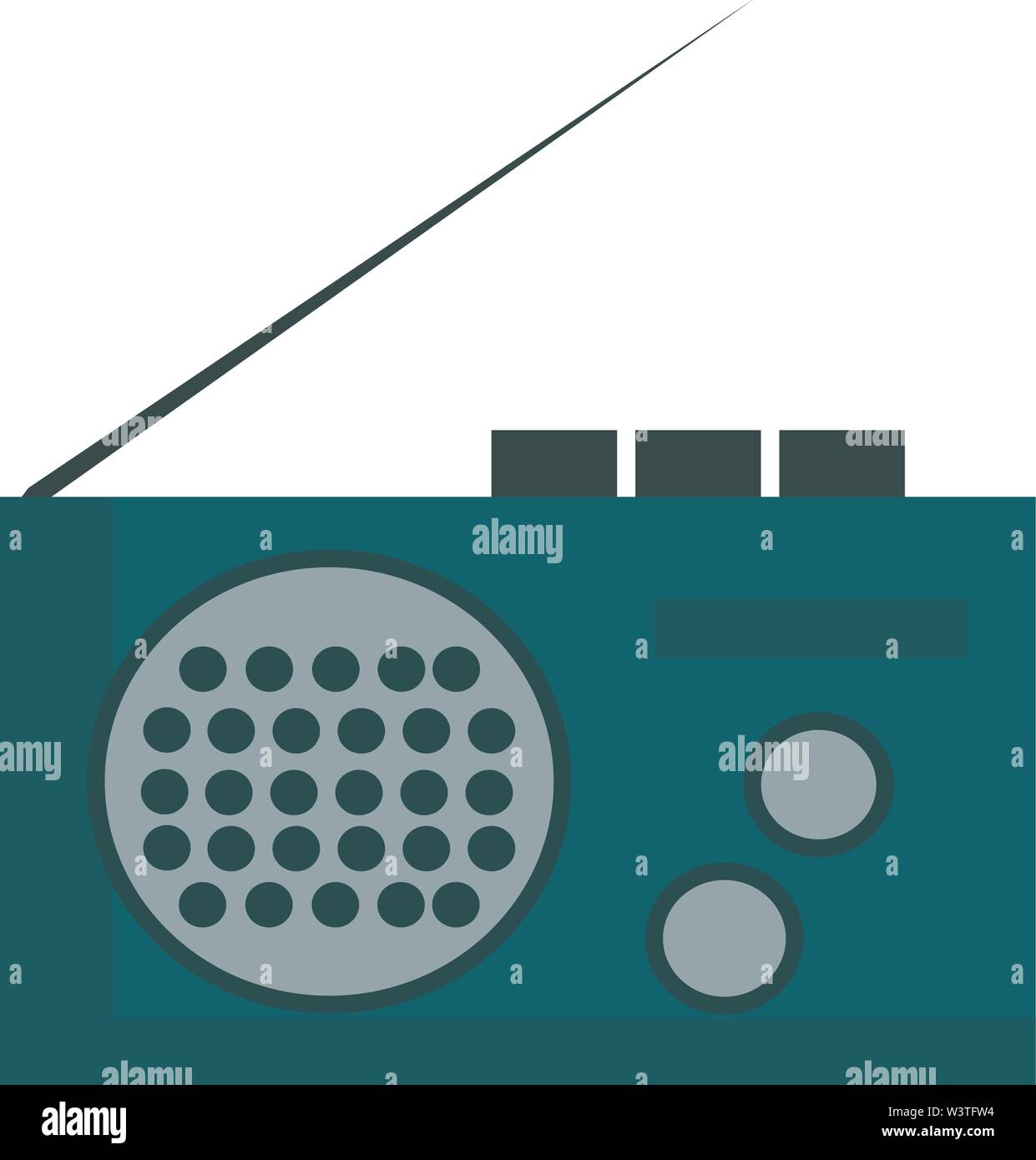 A big brown radio with two buttons, vector, color drawing or ...