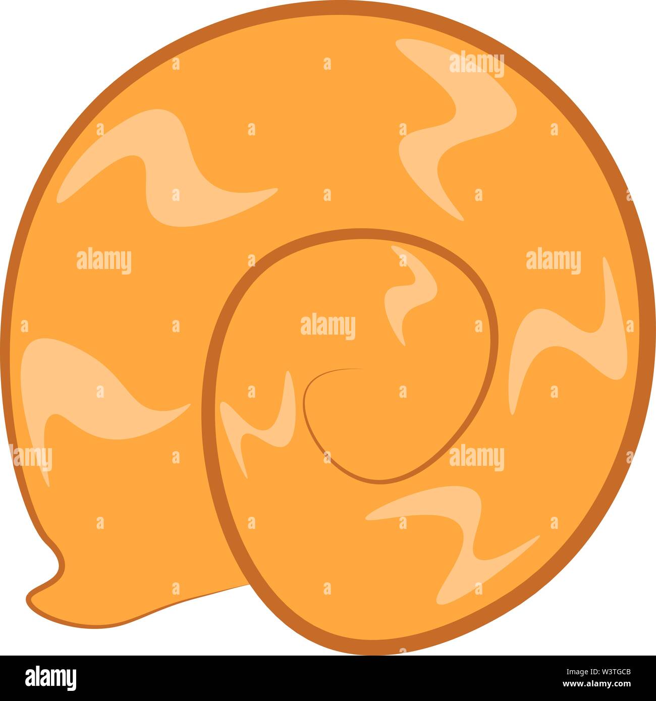 A beautiful snail in orange color, vector, color drawing or ...