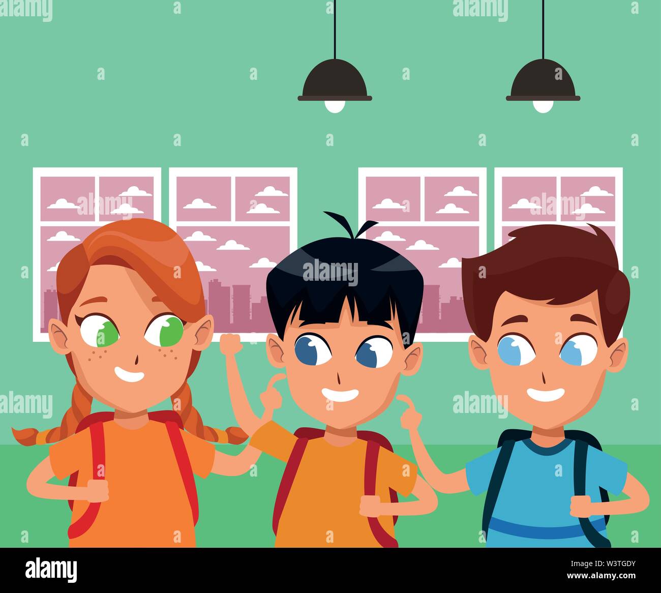 childhood cute school students cartoon Stock Vector Image & Art - Alamy