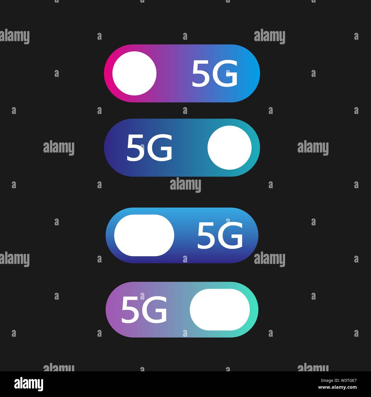 5G networks concept. Set of vector modern material style buttons ...