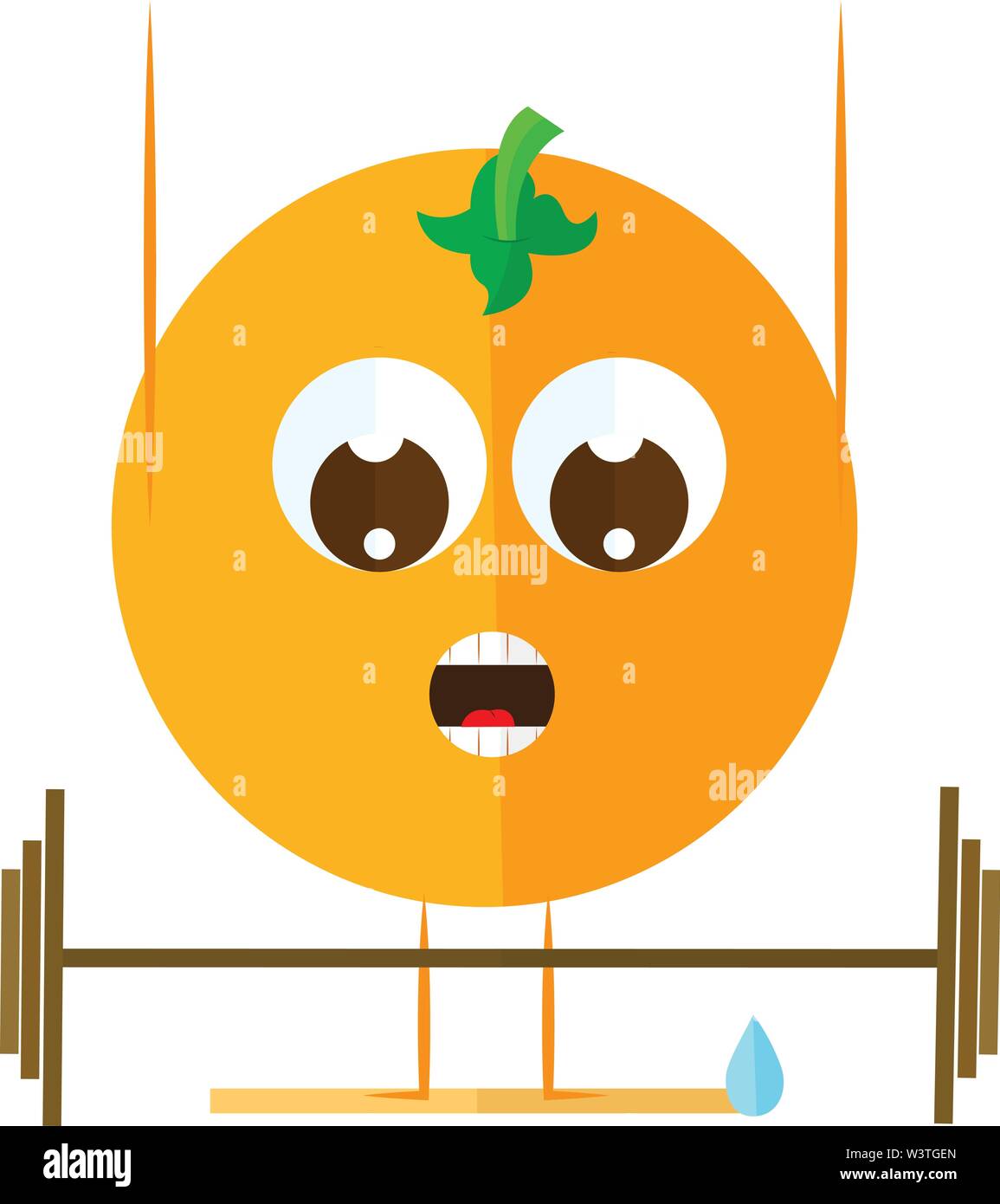 A strong orange sportsman trying to lift weight, vector, color drawing ...