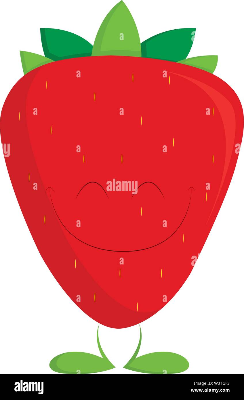 A big fat strawberry in bright red color, vector, color drawing or ...