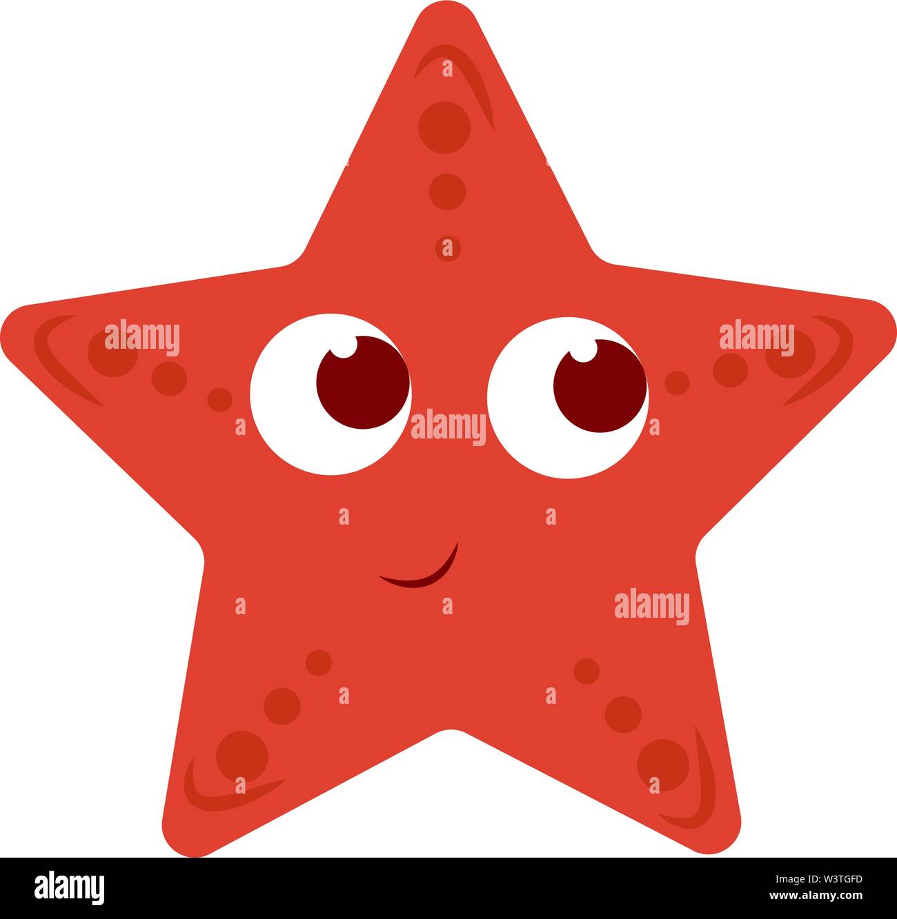 A beautiful star in pink color with large eyes, vector, color drawing ...