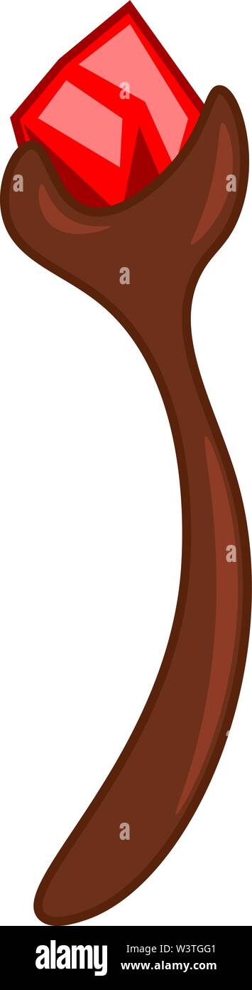 A staff in wooden with pink stone, vector, color drawing or ...