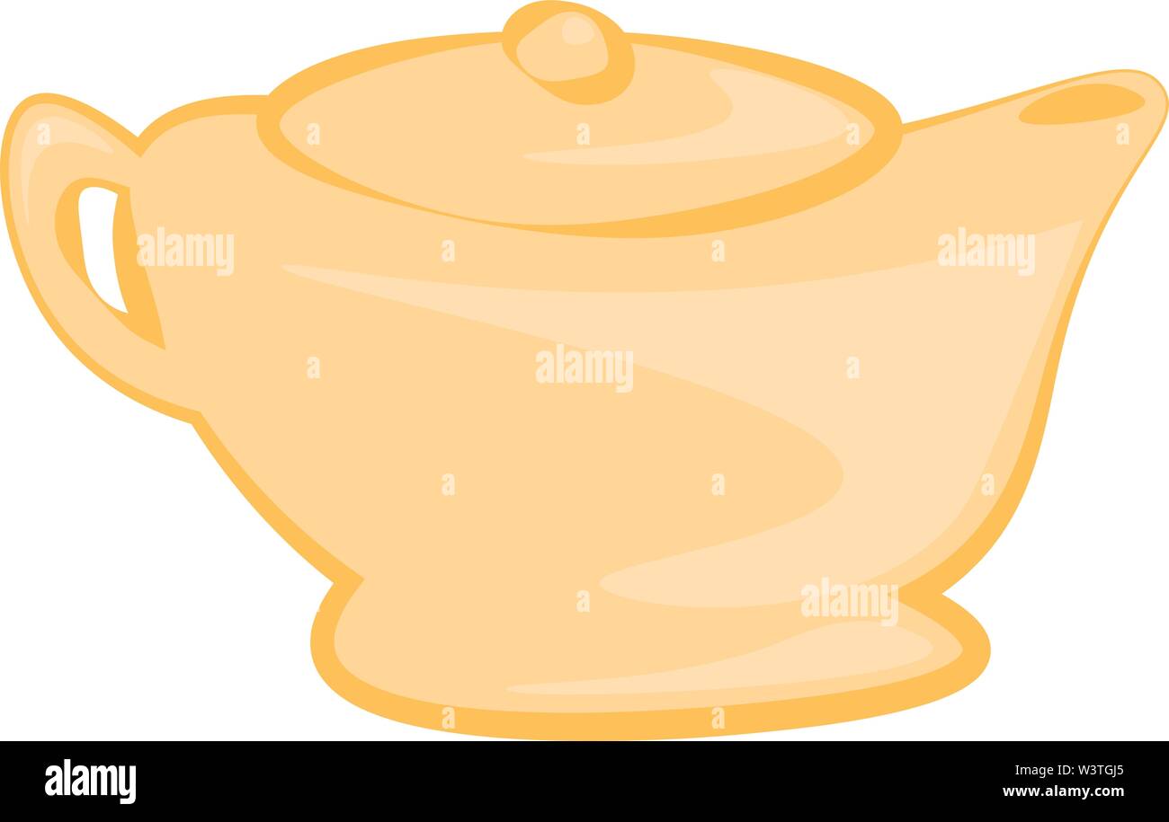 A beautiful teapot in orange color for countess, vector, color drawing ...