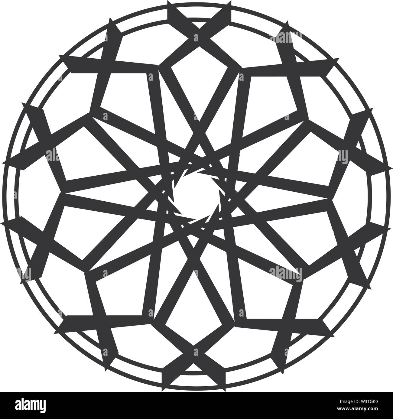 A tattoo vector in spherical shape in dark black color, vector, color ...