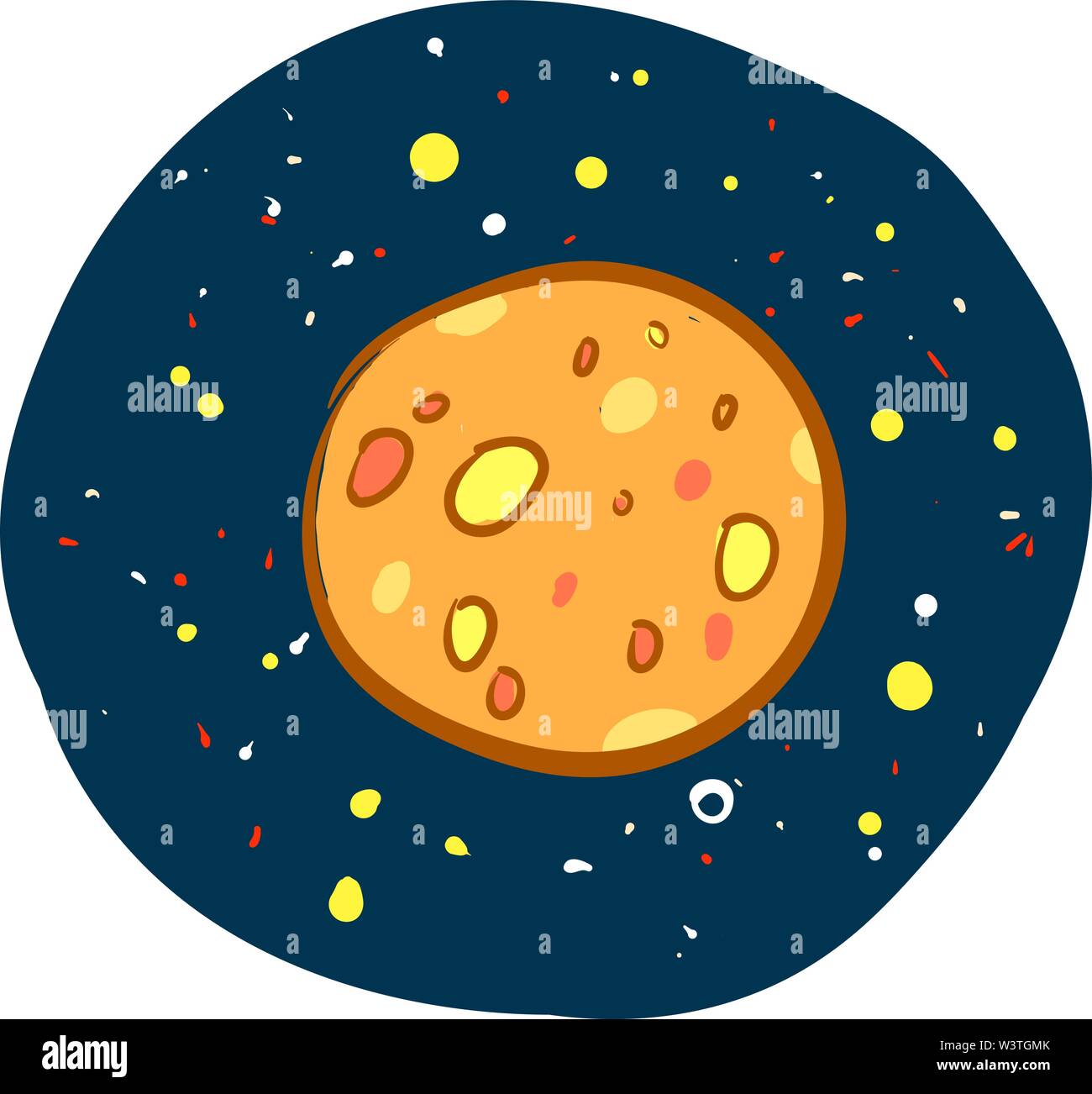 The planet Mars in the beautiful solar system, vector, color drawing or ...