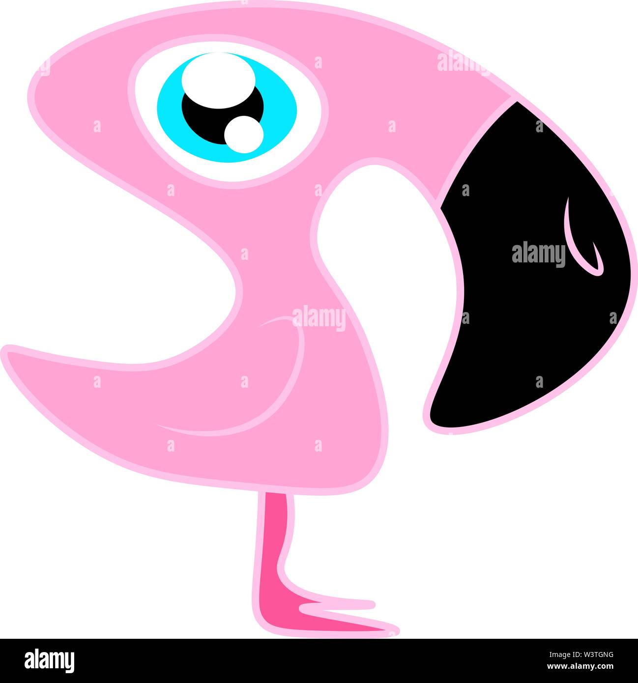 A tiny flamingo with a long beak, vector, color drawing or illustration ...