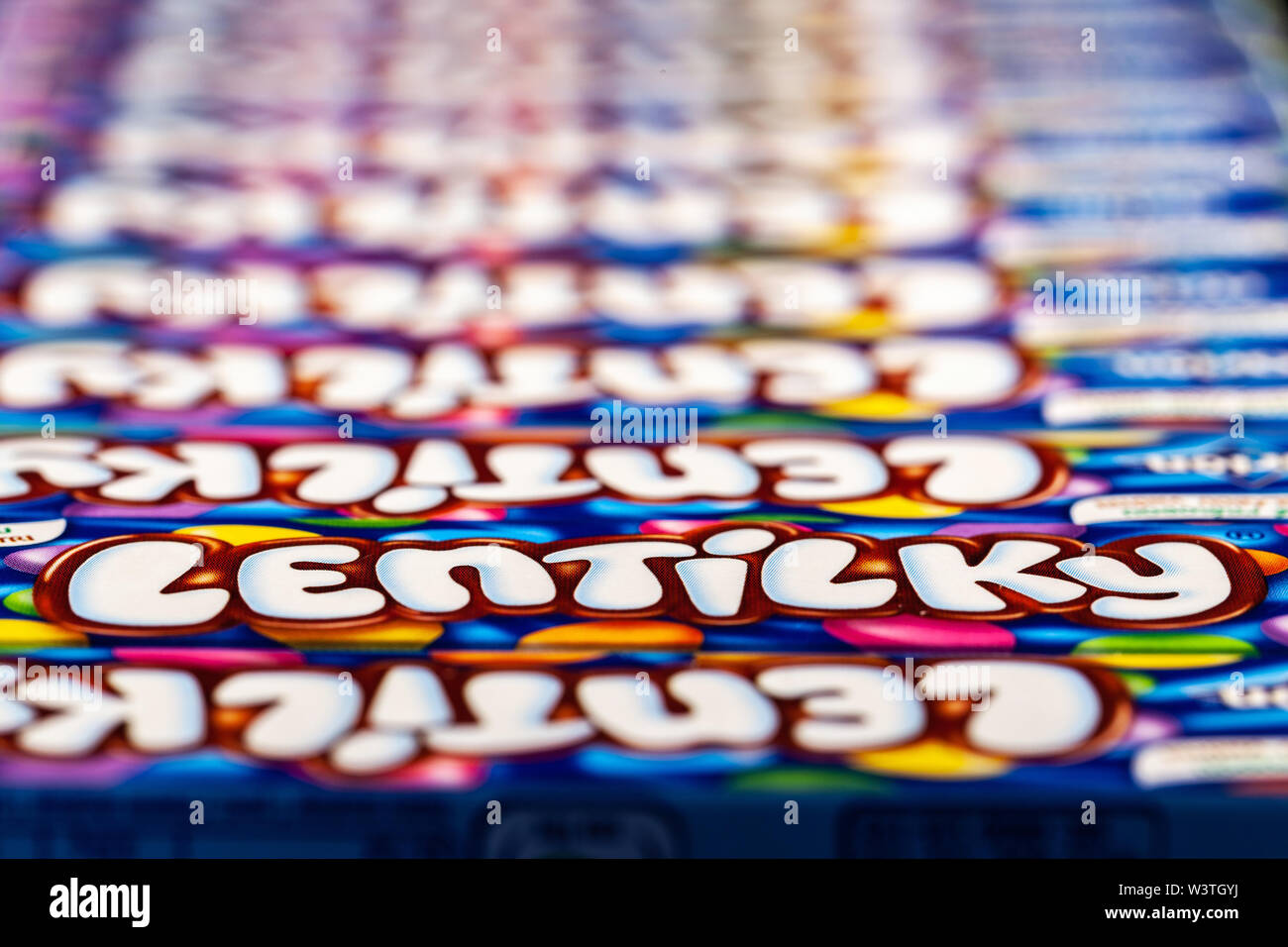 Boxes of Lentilky (Czech version of Smarties Stock Photo - Alamy