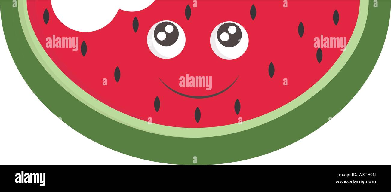 A tasty watermelon with a bite, vector, color drawing or illustration ...