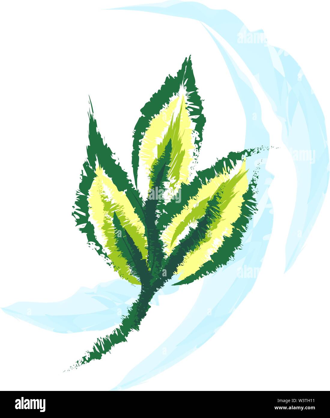 A beautiful color drawing of a wind and leaves, vector, color drawing ...