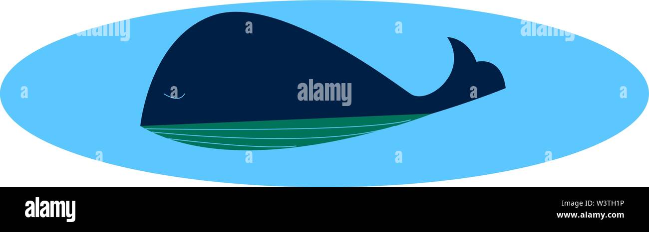 A big whale in a deep sea, vector, color drawing or illustration Stock ...