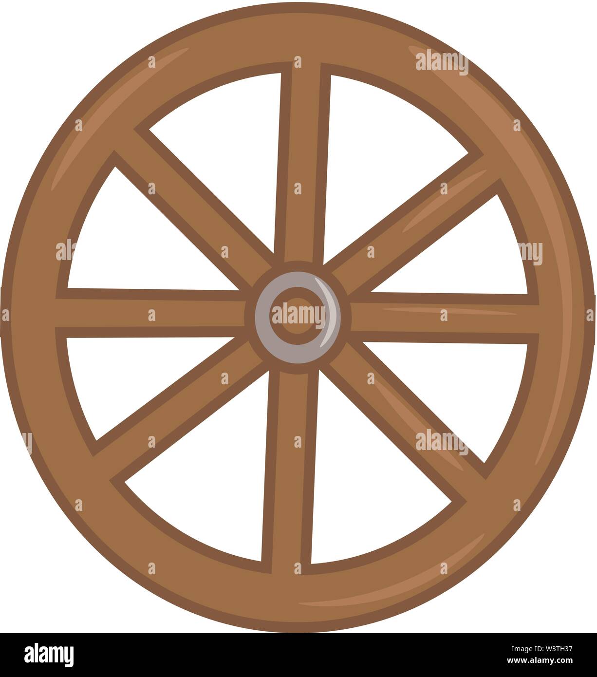 A big old wooden wheel in brown, vector, color drawing or illustration ...