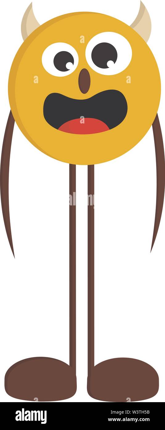 A yellow monster with very long legs, vector, color drawing or ...