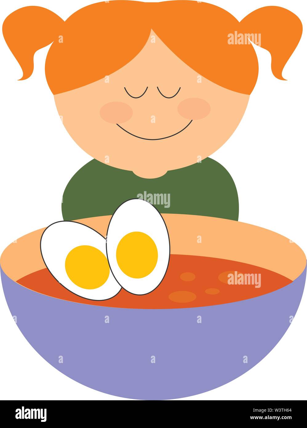 Girl child eating soup bowl Stock Vector Images - Alamy