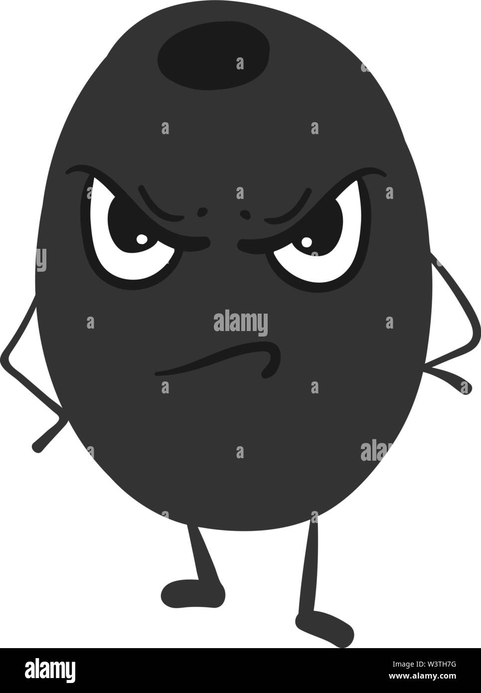 Angry black olive, illustration, vector on white background Stock ...